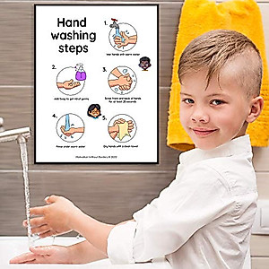 MWB Hand Washing Signs Poster for Kids - Instructions to Wash your Hands for children | Hand Hygiene Health Poster for Elementary Schools, Daycare or Home Decorations| 13" x18" Non Laminated