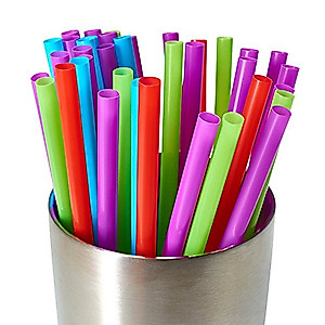 Plastic Drinking Straws 250 Count BPA-Free Multi-Colored Disposable Straws, Assorted - DuraHome (250 Pack)