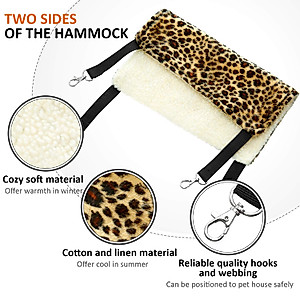 Boao 4 Pcs Guinea Pig Hammock Rat Hammock for Cage Small Animals Hanging Hammock Pet Cage Accessories for Chinchilla Parrot Sugar Glider Ferret(Leopard, Zebra, Black and White Dots, Camel)