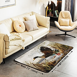 Mallard Duck Rugs for Living Room Bedroom Boys Girls Wild Duck Hunting Area Rug 5x7 for Kids Women Men Ultra Soft Lodge Cabin Farmhouse Decorative Carpet Floor Mat Room Decor