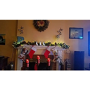 Kitch Aroma Burgundy Red Glitter Flickering Flameless Candles Set of 5(H 5"/5.5"/6"/7"/8" xD 2.2") Christmas Red Powder Candle Fllickering Flameless Candles Home Decor