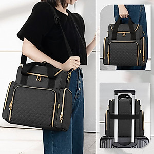 LUXJA Travel Makeup Bag with 2 Removable Cases, Cosmetic Bag with Multiple Storage Sections (Patent Pending), Black