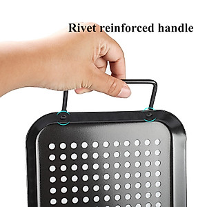 GOOD HELPER 10in Grill Topper for Outdoor BBQ Grill Accessories Grill Prep Trays Nonstick Grill Pan with Holes Handles Veggies Grill Basket for Fish Meat Shrimp Kabobs Vegetable