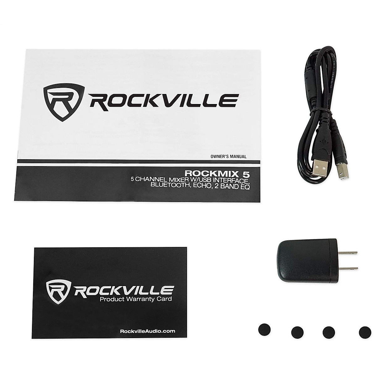 Rockville RockMix 5 Channel Pro Mixer w/USB Interface, Bluetooth, Echo, EQ