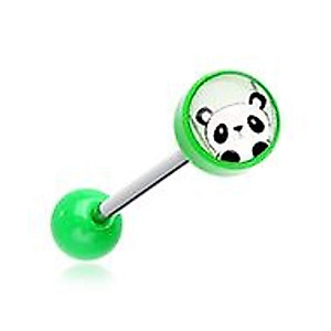 Peeking Panda Acrylic Logo WildKlass Barbell Tongue Ring
