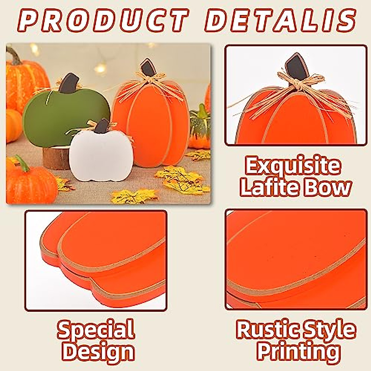 IDATOO Thanksgiving Decorations for Home, 3PCs Rustic Fall Decor Wooden Pumpkin Tabletop Sign Block Set, Autumn Tiered Tray Décor for Halloween Farmhouse Harvest Mantel Spice Table Centerpiece (3 pcs pumpkin)