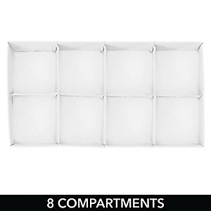 mDesign Fabric 8-Section Divider Drawer Organizer Bin for Baby Nursery Dresser, Closet, Changing Table Organization, Hold Clothes, Toys, Diapers, Bib, Blanket, Jane Collection, 2 Pack, Cream/White