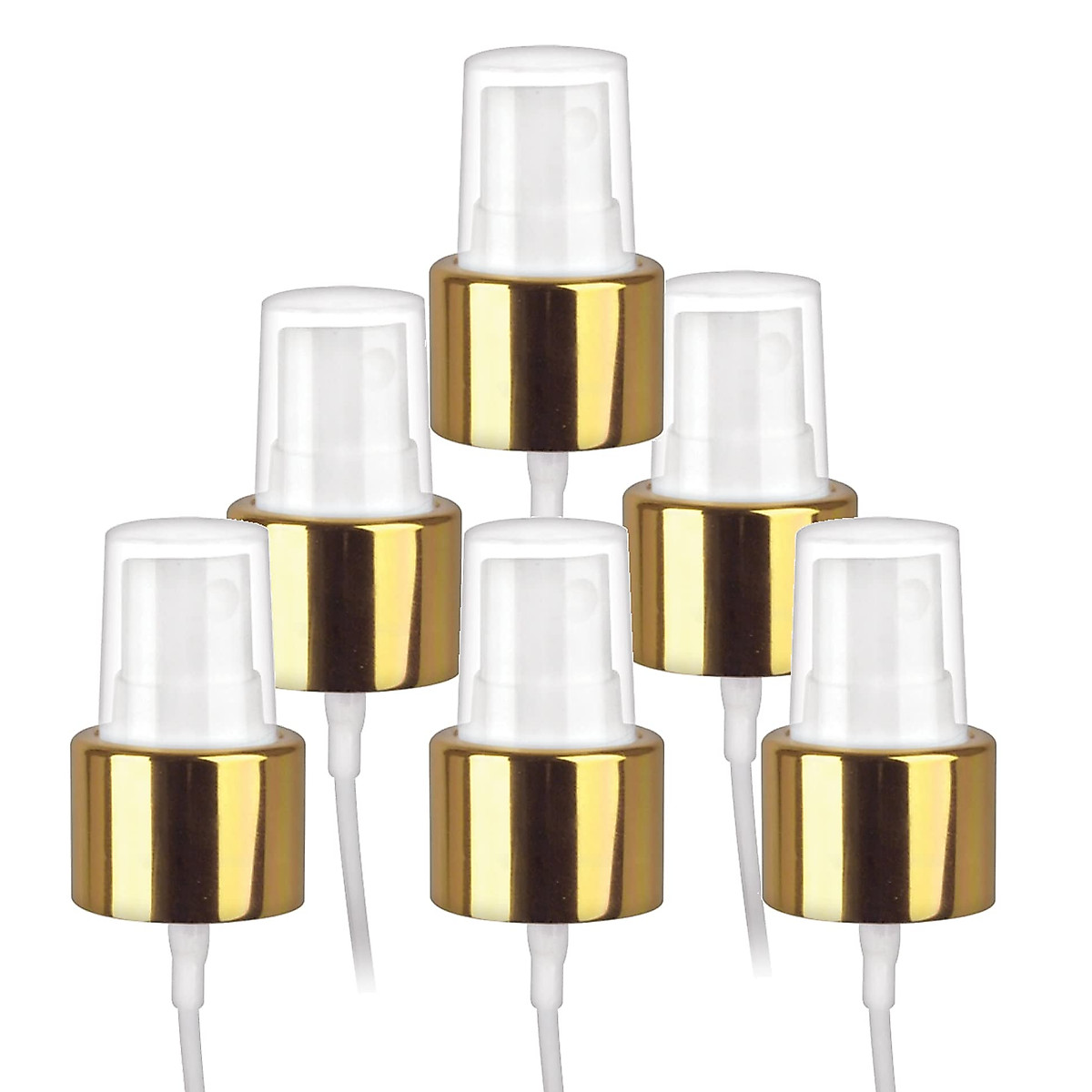 Grand Parfums Fine Mist 20/410 Atomizer Spray Caps SHINY GOLD and CLEAR - Should fit 4 Oz, 8 Oz Plastic Bottles & SOME Glass Bottles (Must Check Neck Size) Elegant Dress Up for Products for Resale