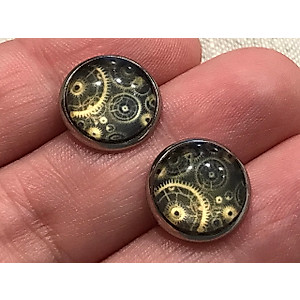 Minimalist Steampunk Earrings, Post Posts Surgical Steam Punk Earrings, Stud Studs Stainless Steel Earrings, Surgical Steel Earrings by AnnaArt72