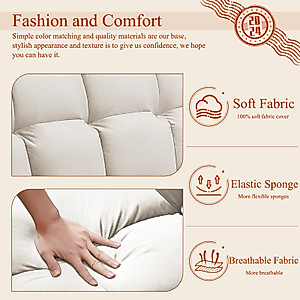 ROCKINGRUN 3 in 1 Sleeper Sofa Bed Chair with Adjustable Backrest, Side Storage Pocket and Throw Pillow, Velvet Convertible Single Pull Out Sleeper Sofa Couch Bed for Living Room Bedroom (Beige)