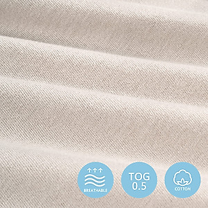 TILLYOU Sleep Sack 1 Pack - Baby Wearable Blanket with 2-Way Zipper, Extra Soft Cotton Sleeveless Sleeping Bag for Infants, 18-24 Months, Nude