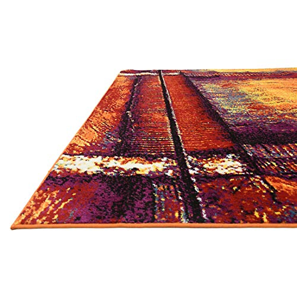 Unique Loom Metro Collection Contemporary Abstract Lantern Area Rug, 8' 0" x 10' 0", Yellow/Red