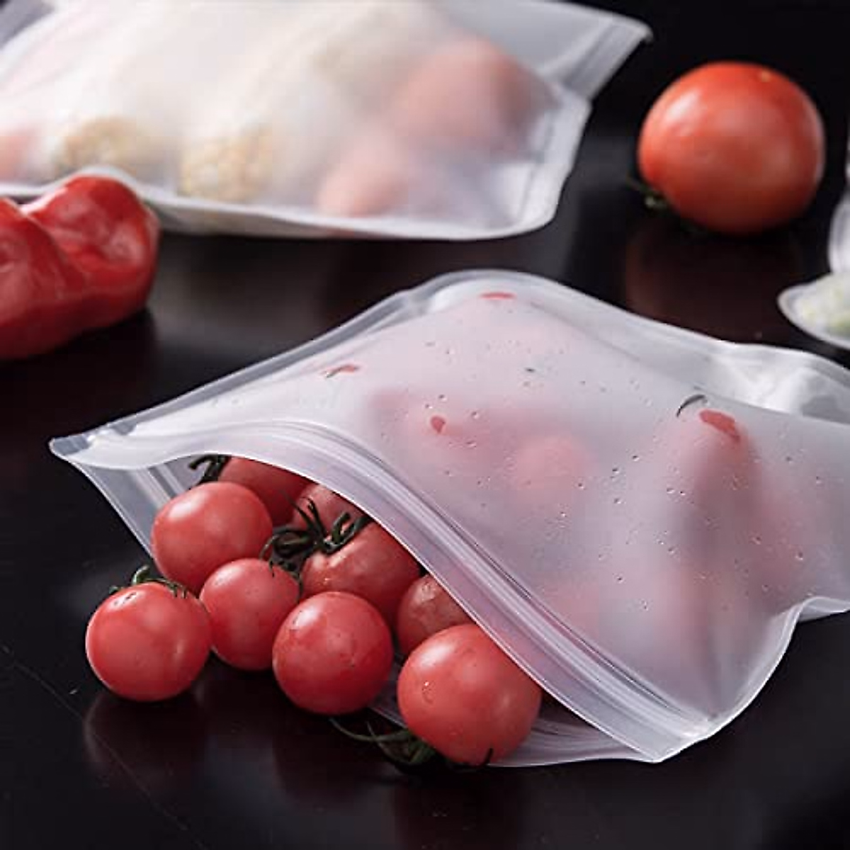Kitchen HomeEco - 8 Pack Reusable Silicone Storage Bags BPA Free Freezer Safe Leakproof Plastic Free, Perfect for Safe Food Storage, Includes 2 Small, 2 Medium, 2 Large & 2 X-large Storage Bags