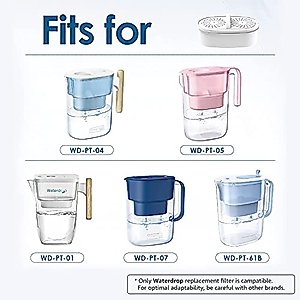 Waterdrop WD-PF-01A Plus Replacement Filters for All Waterdrop Pitcher Filtration System, Last Up to 3 Months or 200 Gallons (Pack of 3)