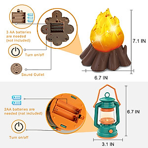 NATURALCAMP Kids Camping Tent with Campfire Pop Up Play Tent Camping Set with Oil Lantern Pretend Fruits Binoculars Toddlers Boys Girls Toys Gift Age 3 4 5 6 + Years Old