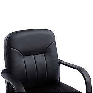 MFD LIVING Task Office Chair Mid- Back Computer Chair, Swivel Armrest Desk Chair PU Leather Tilt Executive Padded Home Office Chair (Black)