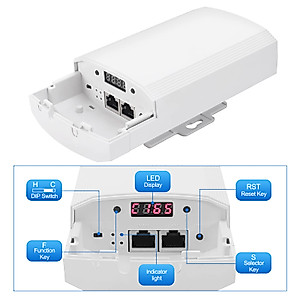 Fretech Wireless Bridge Set 900Mpbs 5.8G WiFi Outdoor CPE Point to Point Long Range up to 2-3KM CPE200 with 12dBi High-Gain Antenna，24V PoE Power, IP65 Waterproof,2-Pack, White