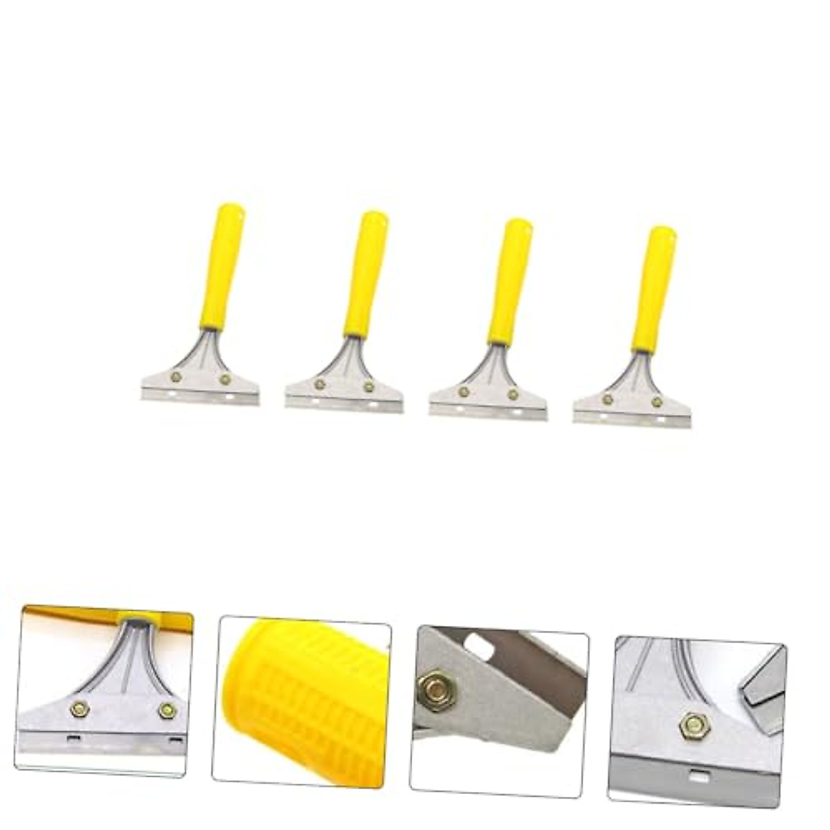 WHAMVOX 4pcs Cleaning Blade Stovetop Griddle Utility Scraper Floor Squeegee Floor Scraper Flooring Tools Paint Tools Tile Scraper Steel Griddle Scraper Tile Tools Yellow Aluminum Alloy
