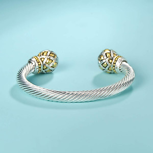 UNY JEWEL Designer Inspired Twisted Cable Wire Bracelet Women Jewelry Dragon Scale Ball Antique Bangle (Dragon Ball)