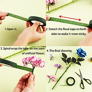 DECORA 1/2" Wide Dark Green Floral Tapes for Bouquet Stem Wrapping and Floral Crafts Supply