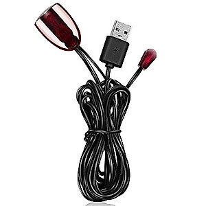 OBVIS IR Infrared Remote Control Extender Repeater Cable (10 Feet) - IR Signal Receiver & IR Emitter Blaster Extension Cable Wire Cord USB Powered System Kit - Black