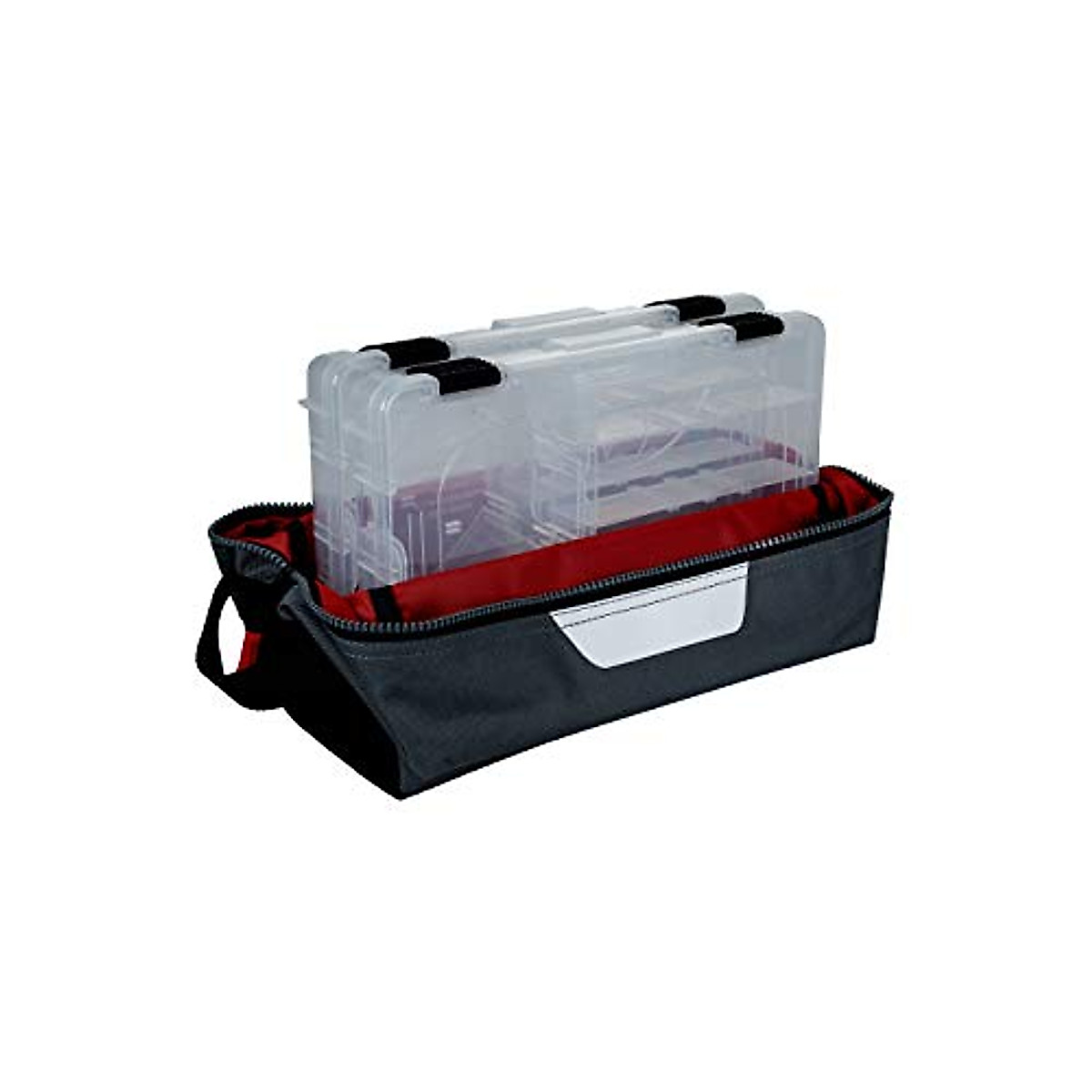 Plano Weekend Series 3600 Fold-Down Speedbag, Gray Fabric, Includes 2 3600 Stowaway Utility Boxes, Fishing Tackle Soft Storage Bag with EZ Label System