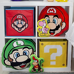Nintendo Super Mario Officially Licensed Storage Boxes | 2 pack Foldable Storage Cubes Faces Design with Mario and Luigi | Perfect For Organising Children's Room, Kids Playroom, 30 x 30cm