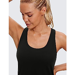 CRZ YOGA Womens Pima Cotton Racerback Workout Tank Tops Lightweight Loose Sleeveless Tops Athletic Gym Shirts Black X-Large