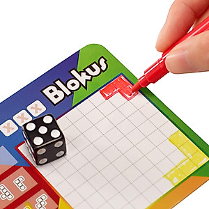 Mattel Games Blokus Roll & Write Family Dice Game with 4 Dice, 4 Dry Erase Boards and 4 Markers, Makes a Great Gift for 7 Year Olds and Up
