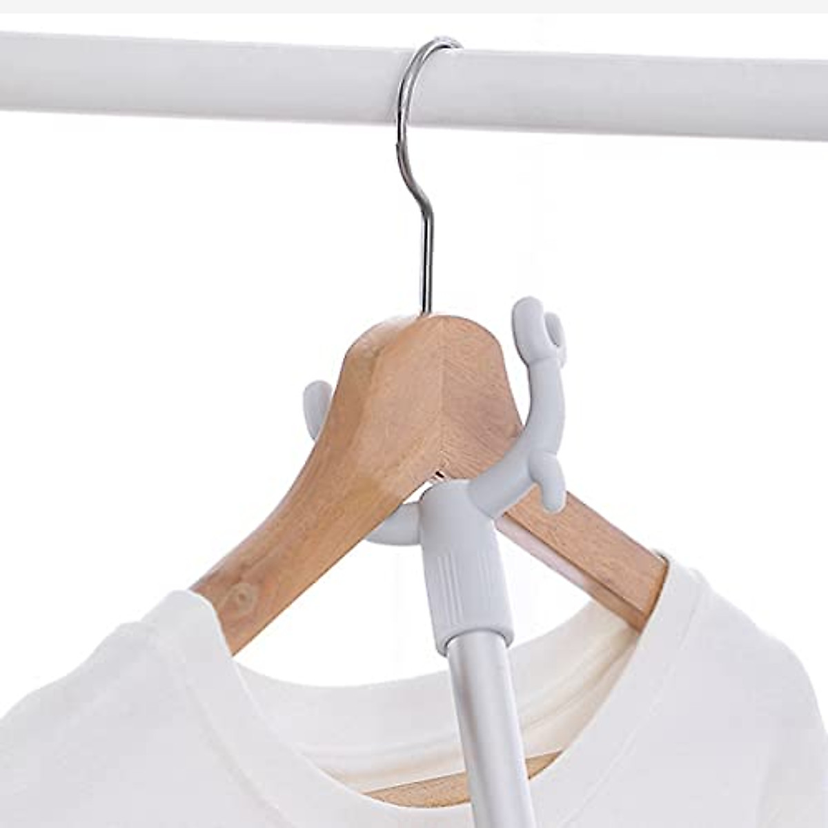Veemoon Metal Hangers Clothesline Outdoor Adjustable Hanger Retriever Clothes Drying Pole Garment Reaching Hook Dressing Stick Retractable Rods (As Shown) Metal Hangers Clothesline Outdoor