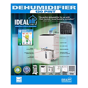 Ideal-Air Dehumidifier 60 Pint - Up to 120 Pints Per Day, White