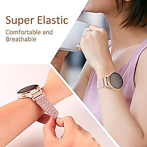 3 Pack Stretchy Nylon Watch Bands Compatible with Garmin Venu/Venu Sq, 20mm Loop Elastic Straps Compatible with Garmin Vivoactive 3/3 Music,Venu 2 Plus,Forerunner 645/55/245 Music for Women Men