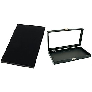 Foam Insert 144 Ring Slot & Glass Top Black Jewelry Display Case