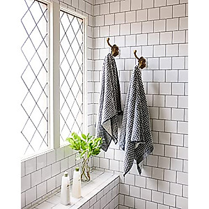 SDH Coat Hooks Wall Mounted - Decorative Towel Hooks - Aluminum Heavy Duty Wall Hooks for Hanging Coats, Purse & Clothes in Hallway, Closets, Bathroom - Pack of 2 Vintage Style Antique Brass Hooks