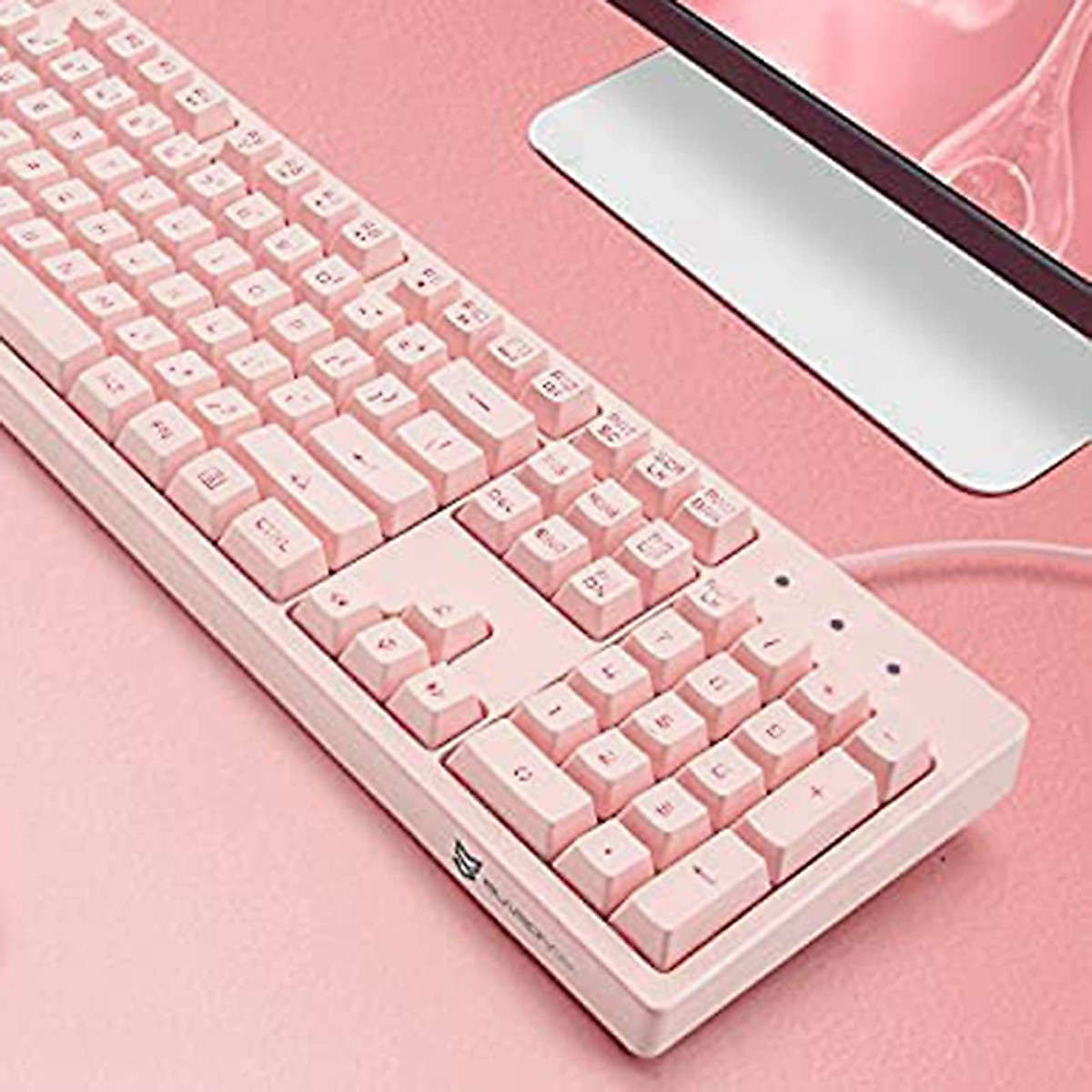 SAAMGU Pink Computer Keyboard, Gaming Keyboard for Office for Windows Laptop PC