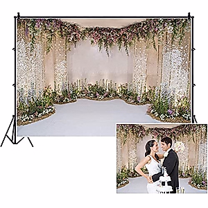 CSFOTO 8x6ft Wedding Backdrop for Cradle Ceremony Backdrop for Proposal Flowers Curtain Wedding Ceremony Banner Bridal Shower Background Mother's Day Backdrop Floral Marriage Backdrop