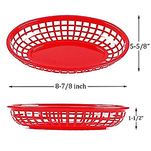 Kingrol 50 Pack Oval Fast Food Baskets, Plastic Storage Basket Bin for Home, Office, School, Picnic