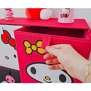 Sanrio Hello Kitty and Friends 11-Inch Fabric Storage Bins, Set of 4 | Cube Organizers For Cabinet, Closet