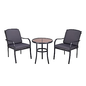 3 Pieces Outdoor Furniture,Patio Table and Chairs, Dinning Table and chais, Patio Conversation Set, Porch Patio Set, Furniture Patio All-Weather Outdoor Patio Furniture (Stone Grey)