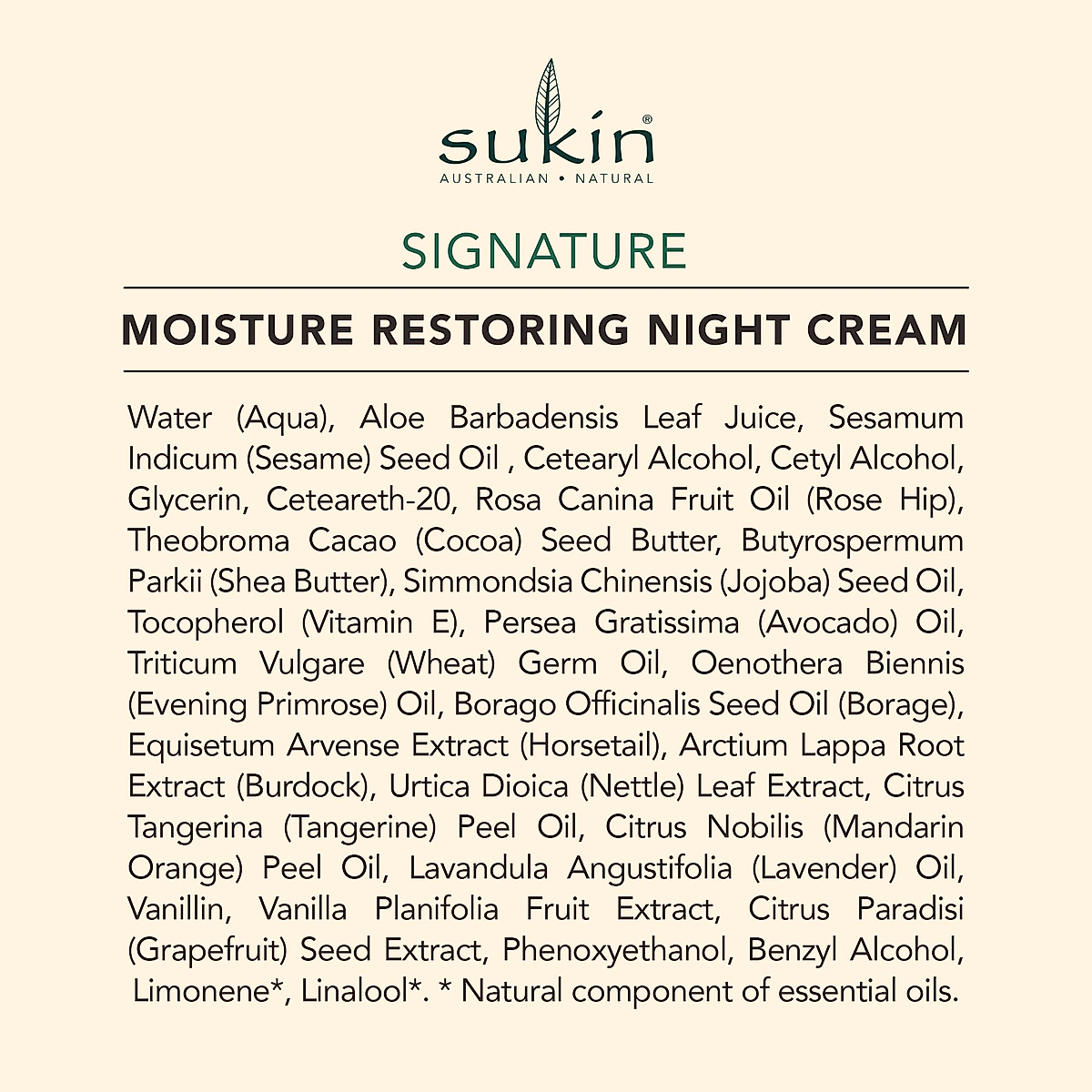Sukin Organics Moisture Restoring Night Cream, 4.06 Fl. Oz.