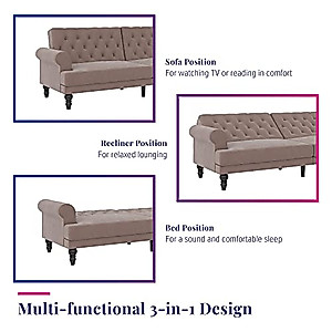 Novogratz Cassidy Upholstered Futon, Blush Velvet