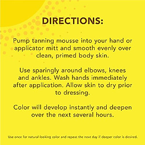 Jergens Natural Glow Instant Sun Body Mousse, Self Tanner for Light Bronze Tan, Sunless Tanning Body Bronzer, Fake Tan for Fair to Medium Skin, 6 Ounce