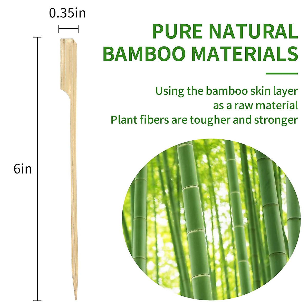 6 inch 200PCS Bamboo wood wooden Paddle Picks Skewers for Cocktail, Appetiser, Cast iron Grilling, Yakitori, Shabu Shabu, Hot pot, Fruit Kabobs, Sandwich, Barbeque Snacks