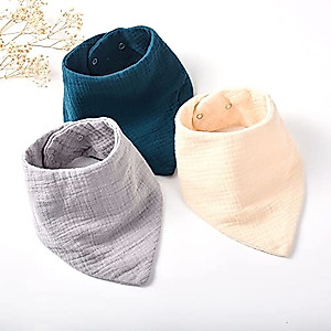 Konssy Muslin Baby Bibs 8 Pack Baby Bandana Drool Bibs 100% Cotton for Unisex Baby, 8 Solid Colors Set for Teething and Drooling