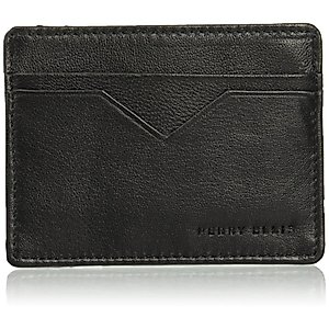 Perry Ellis Men's Perry Ellis Portfolio Card Holder With A Sliver Tone Logo, Black, One Size