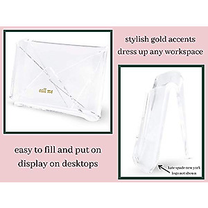 Kate Spade New York Business Card Holder for Women, Stylish Clear Acrylic Business Card Organizer for Desktop, Call Me