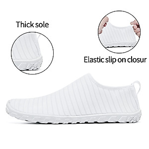 Racqua Men&Women Breathable Water Shoes Aqua Socks for Hiking Diving Surf Diving Sport Quick-Dry Pool Beach Swim Shoes White 10.5W/9.5M