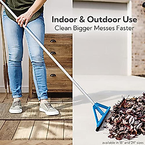 bigWISP, Lightweight Push Broom Outdoor Indoor Multi-Surface - Stiff Bristle Seal Technology and Adjustable Handle (Blue, 24")