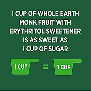 WHOLE EARTH Monk Fruit Sweetener with Erythritol, Plant-Based Sugar Alternative, 12 Ounce Pouch
