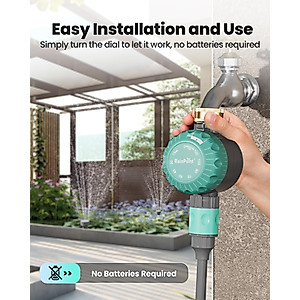 RAINPOINT Mechanical Sprinkler Timer with Brass Swivel, Water Timer for Garden Hose, Waterproof Hose Timer for Watering 1 Outlet, No Batteries Required (1-Pack)